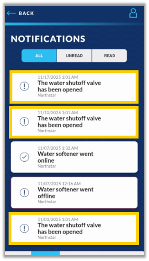 iQua® Notification - Water Shutoff Valve Has Been Opened – Rheem